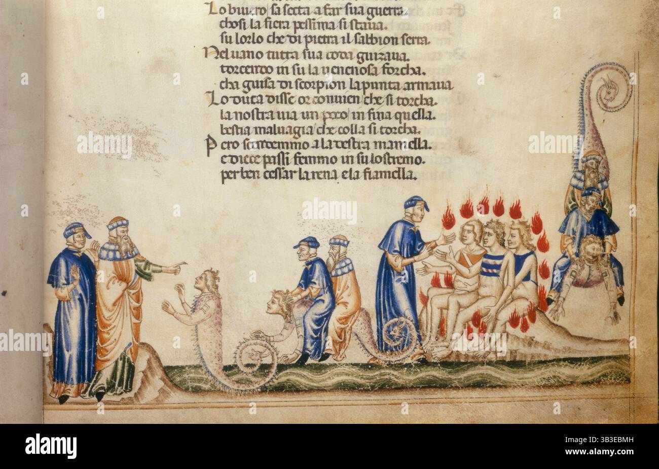 Dante and Virgil with Geryon, c1370. Left to right: Virgil, with Dante ...