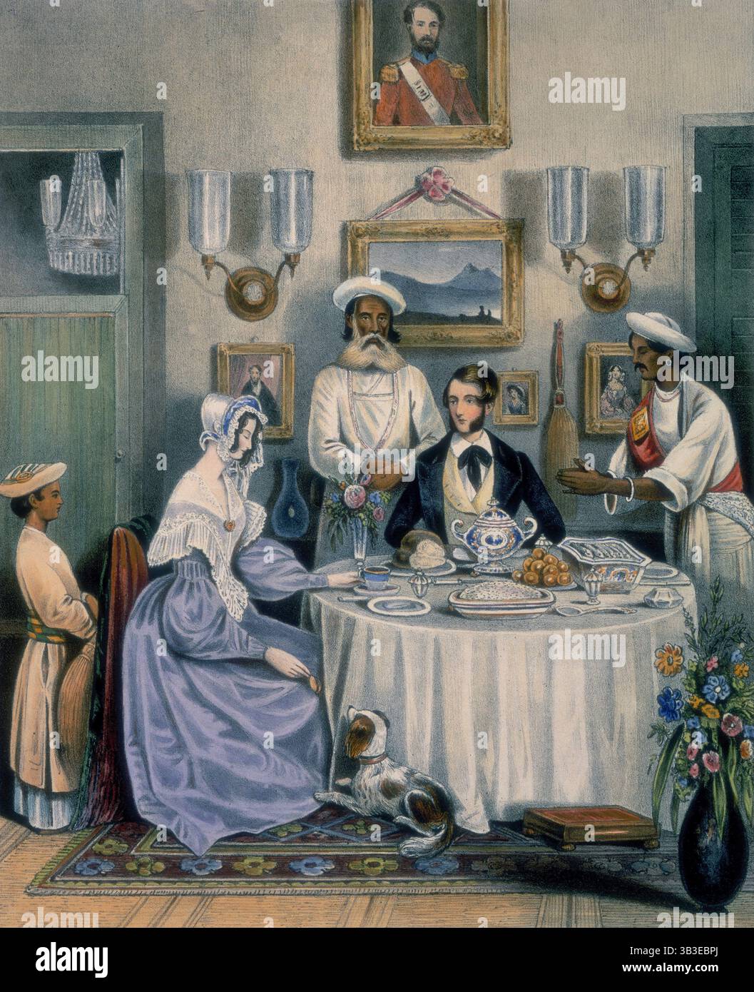 The Breakfast, 1842. A young married couple (an East India Company ...