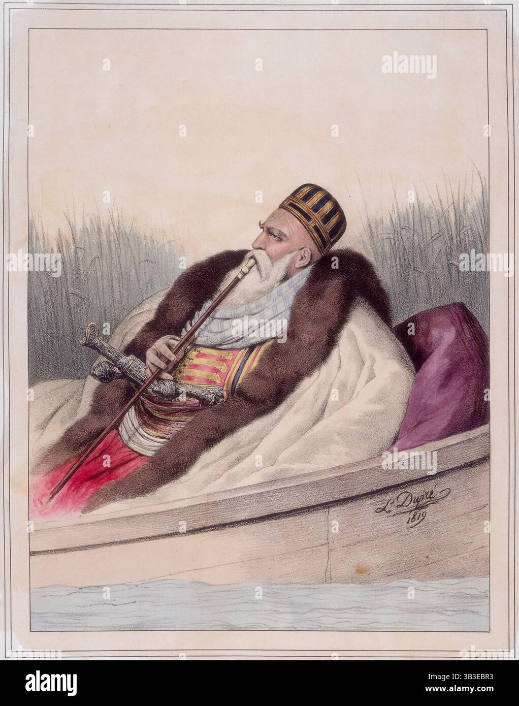 Ali Tebelen, Pacha de Janina, 1819. Ali Pasha (1741-1822) reclining in ...