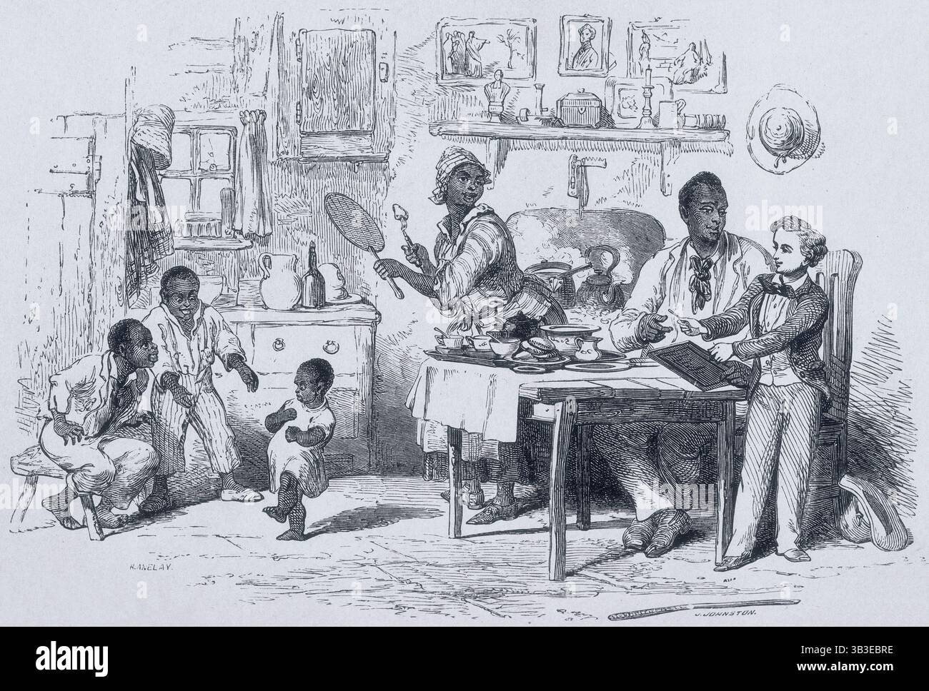 Mas'r George teaching Uncle Tom to write, 1852. George hands Tom a ...