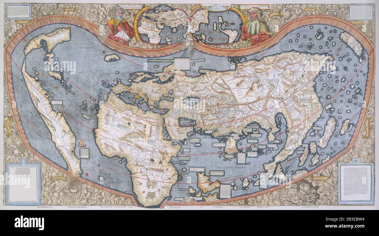 Map of the World, 1507. The map is accompanied by text explaining the ...