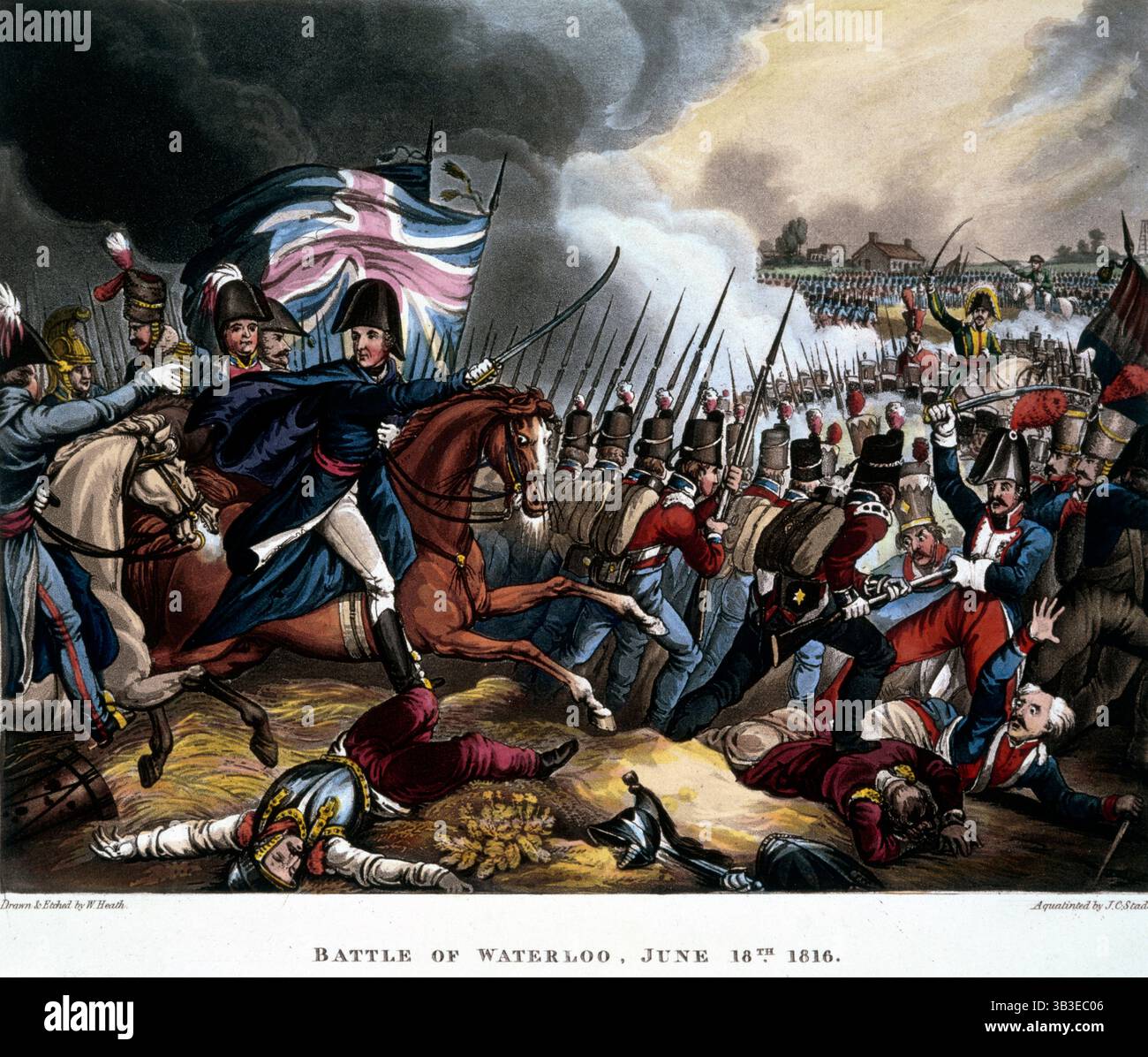 Battle of Waterloo, June 18th 1815, (1819). Depicting Arthur Wellesley ...
