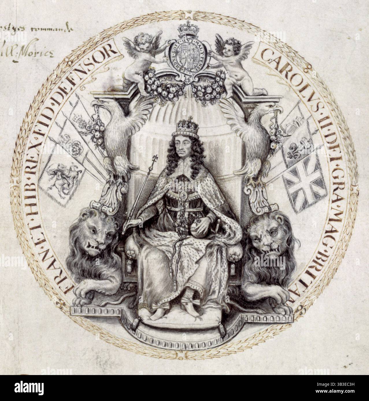 Design for a great seal for King Charles II, 1662. The famous English ...