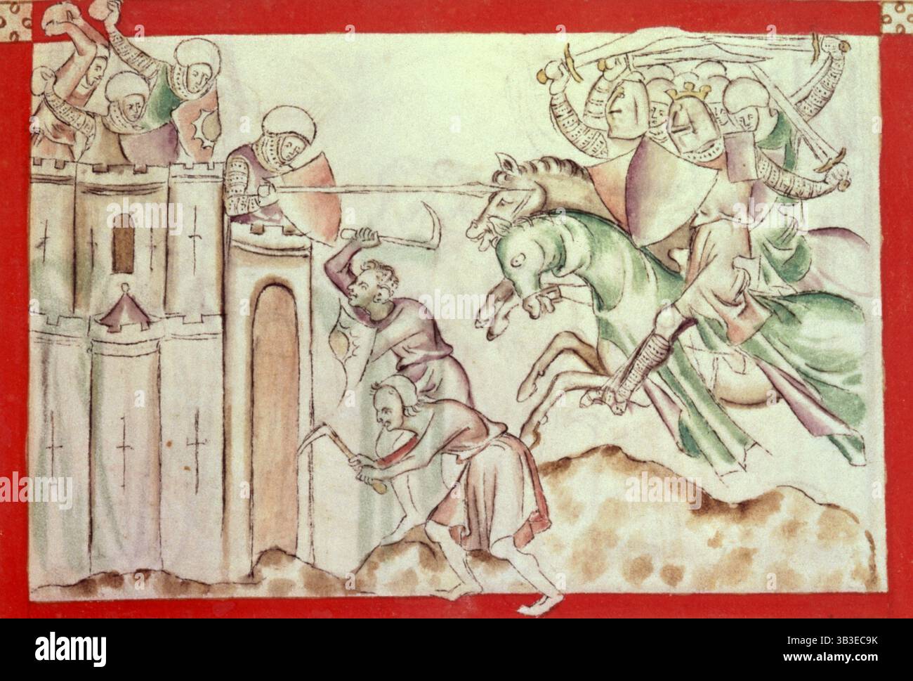 King David besieging Jerusalem, 1310-1320. David and his soldiers ...