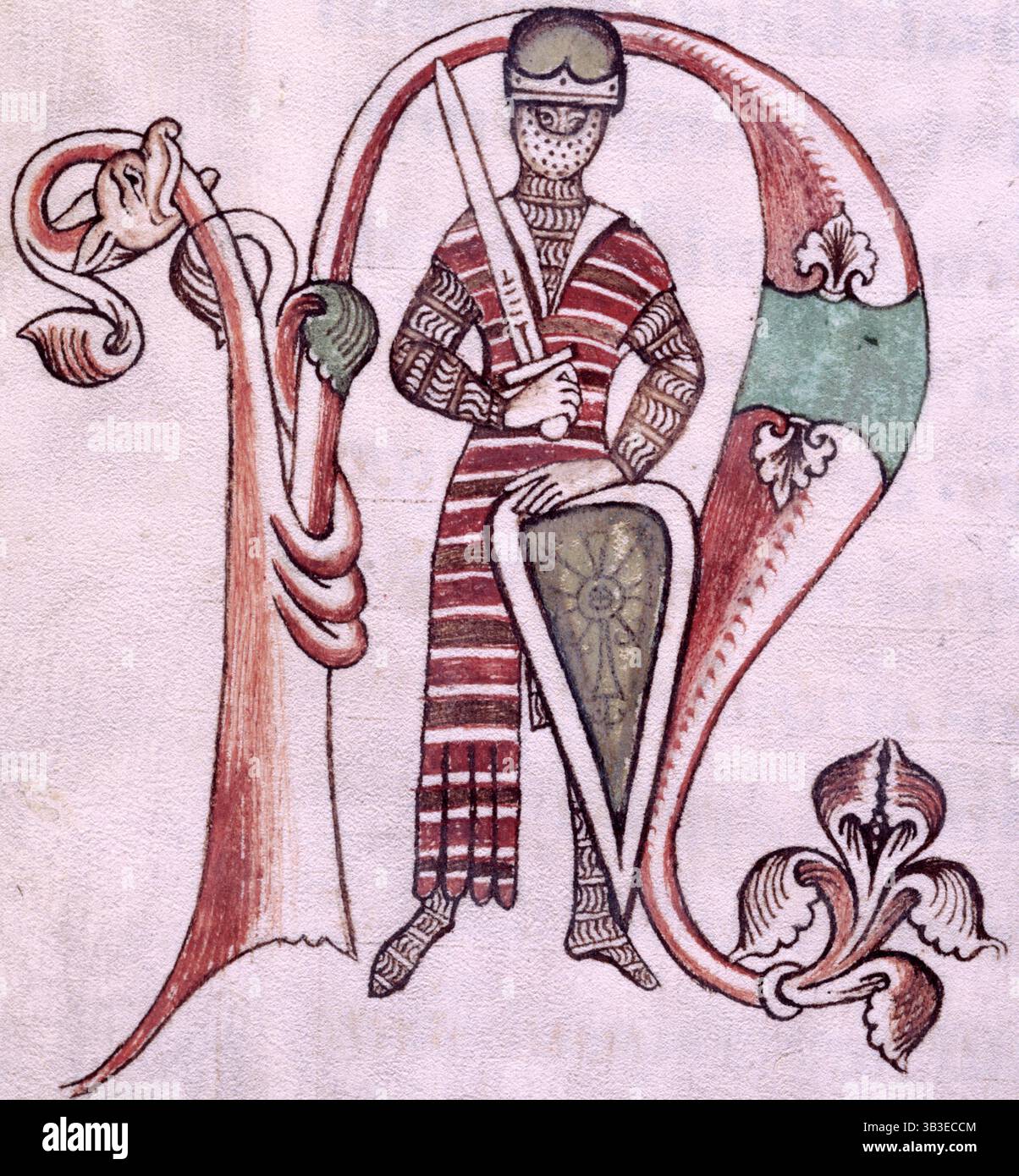 Knight with sword and shield, 12th-13th century. He wears a long ...