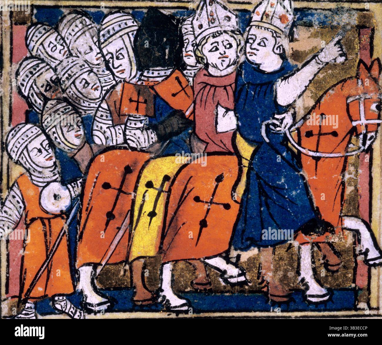 Crusaders in mail armour go to war, early 14th century. Bishops lead ...