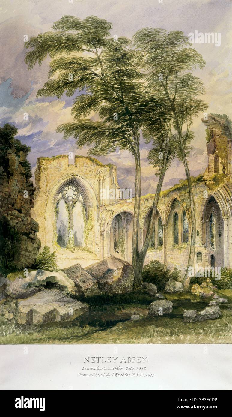 'Netley Abbey', 1872. The abbey was founded in the 13th century by the ...