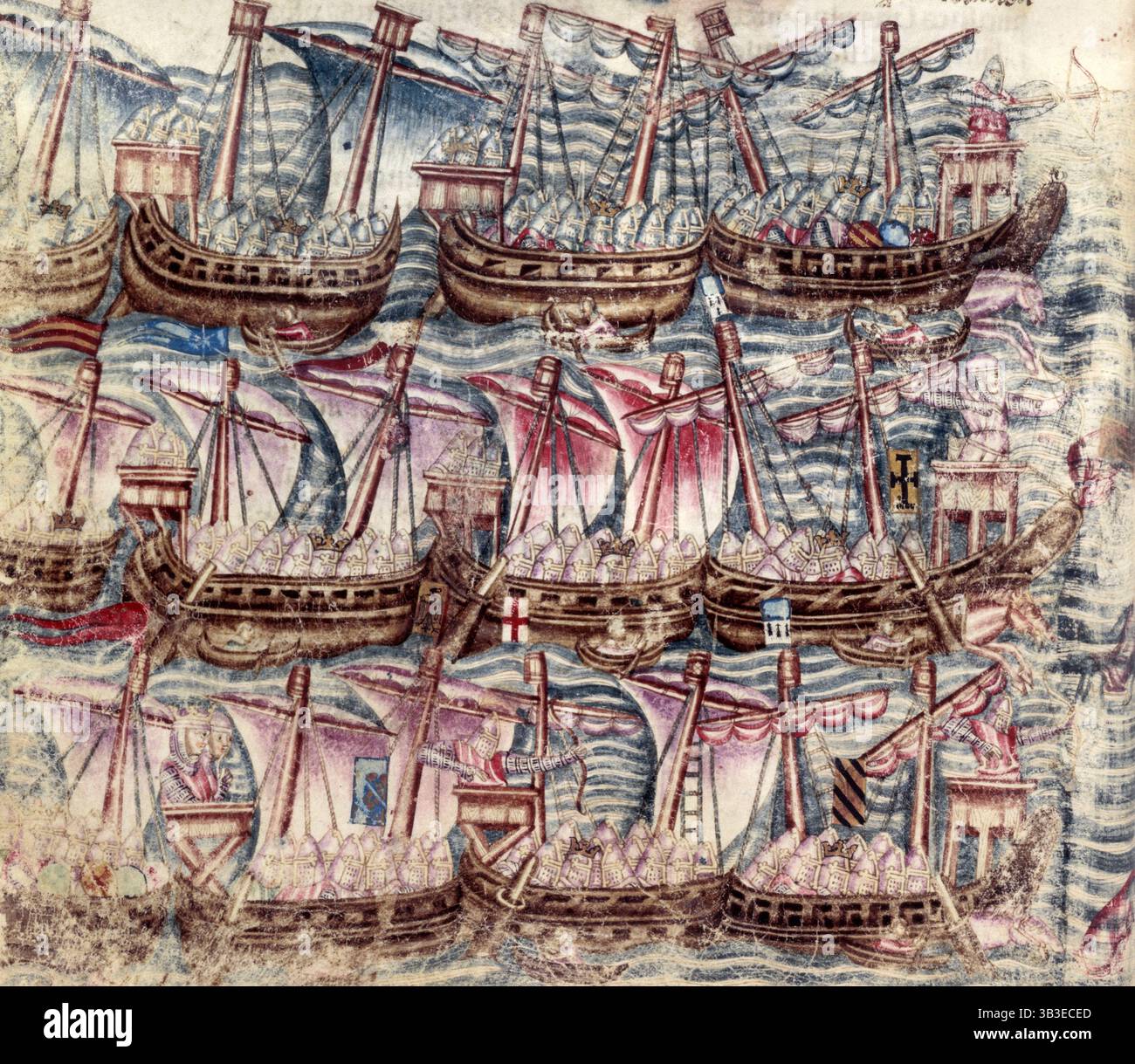 A Greek fleet, 15th Century. From "Les Livres des Histoires du ...