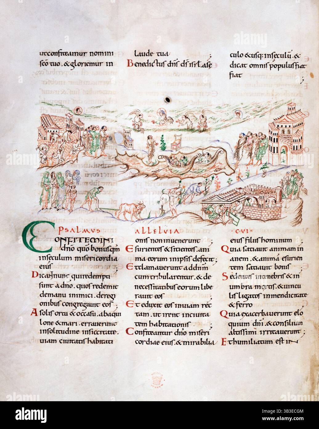 Psalm 106, from the Anglo-Saxon copy of the Utrecht Psalter, early 11th ...
