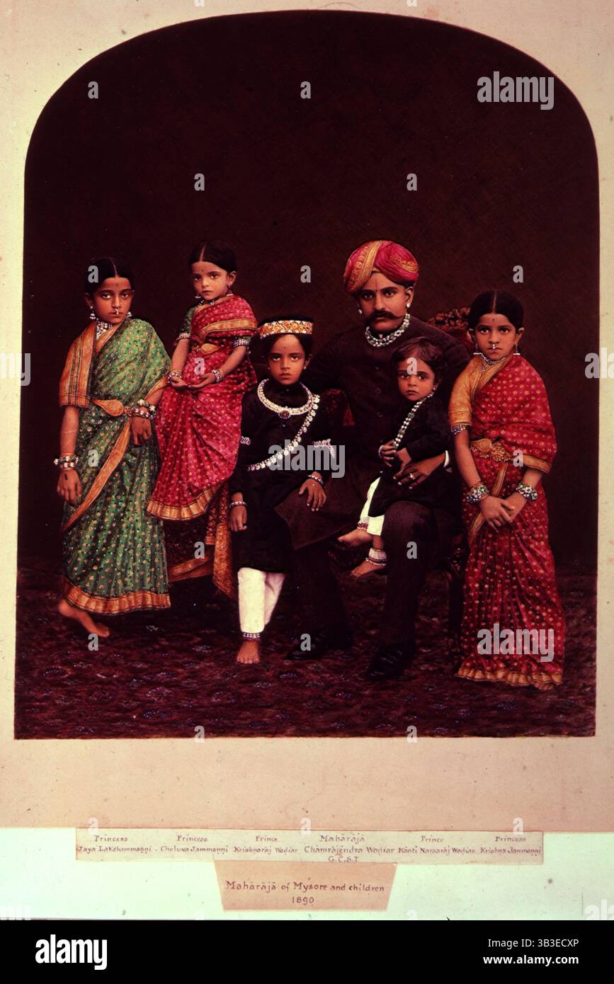 The Maharaja of Mysore and children, 1890. 'Princess Jaya Lakshammanni ...