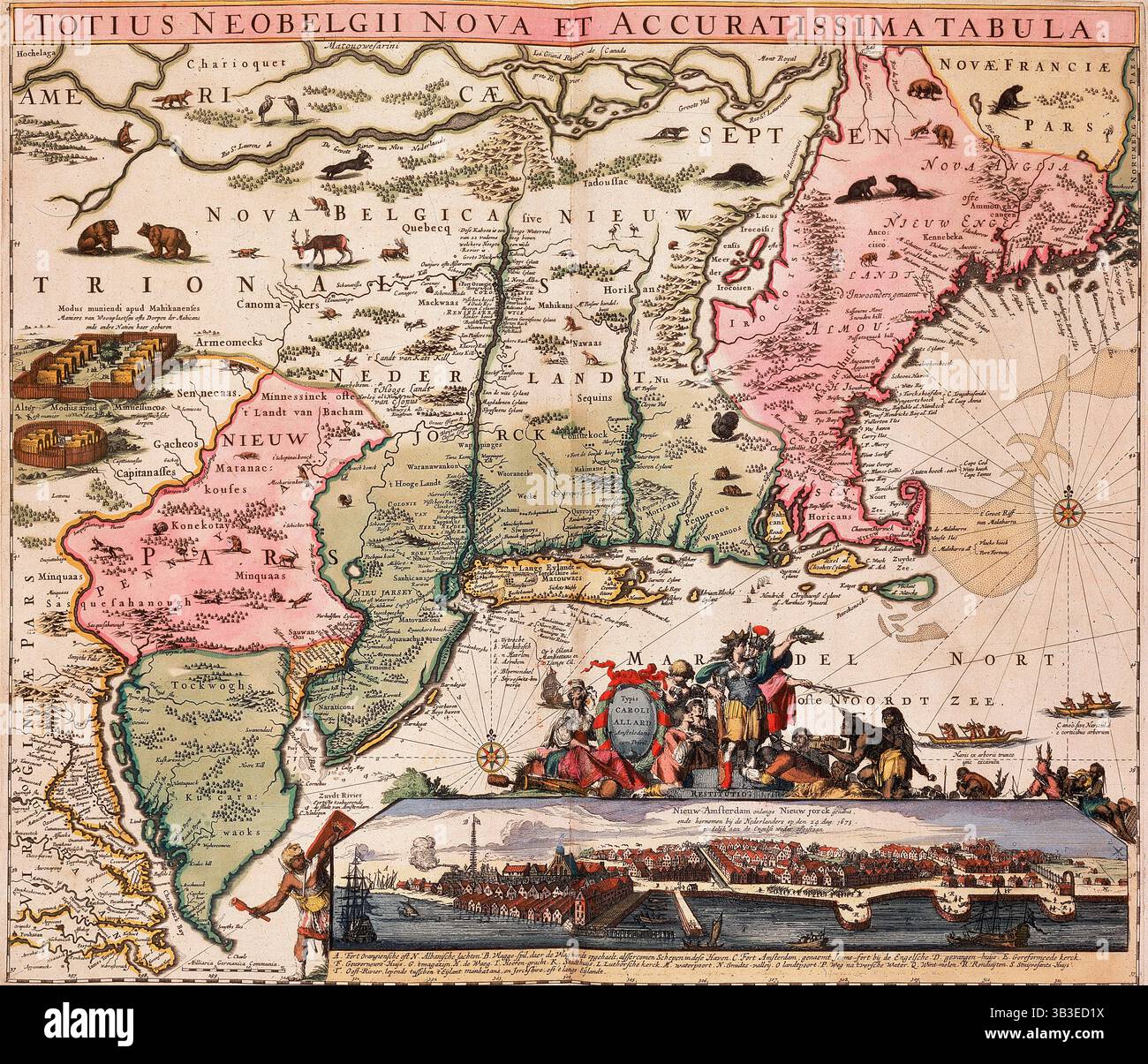 Map of New York and New England, 1710. From Totius Neobelgii Nova et ...