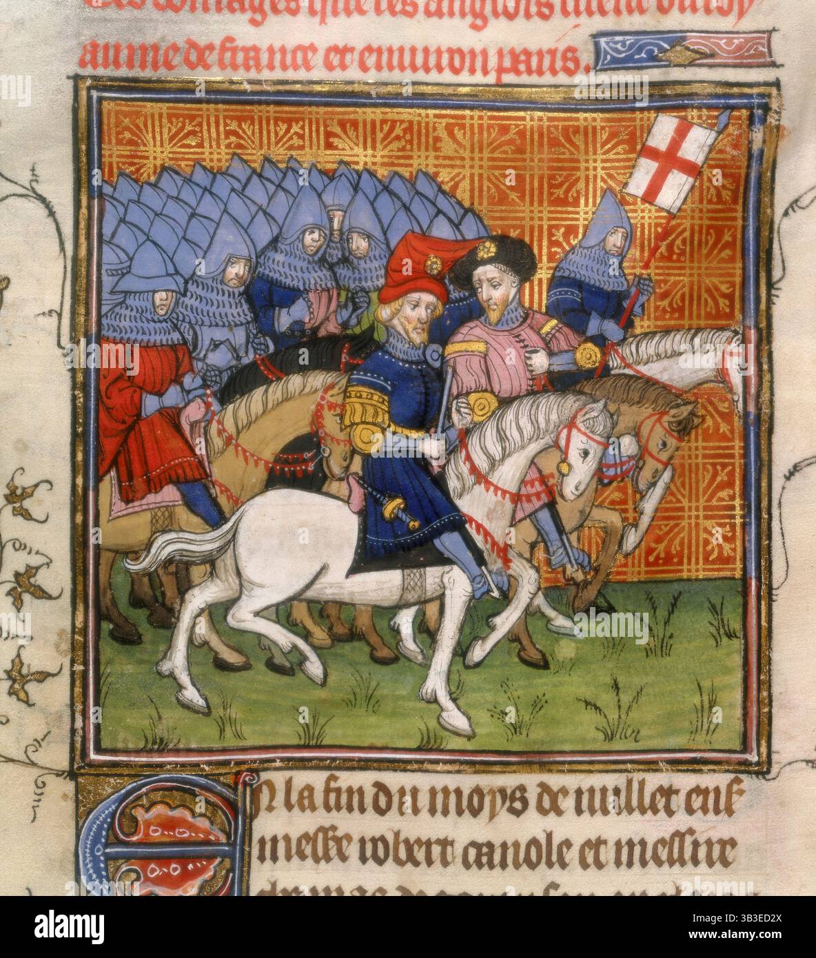 The English army, on horses, with their leaders, c1375-c1400. A large ...