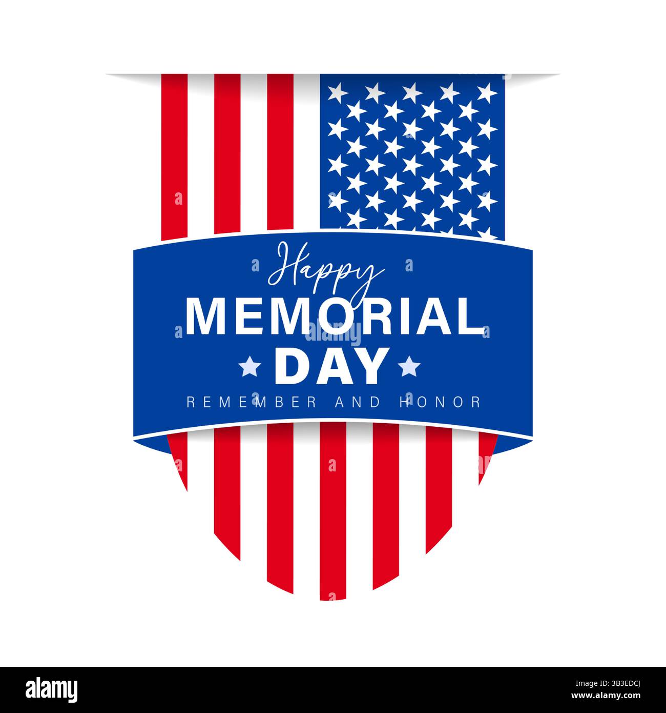 USA flag Happy Memorial Day, banner design 2025. Remember and Honor ...