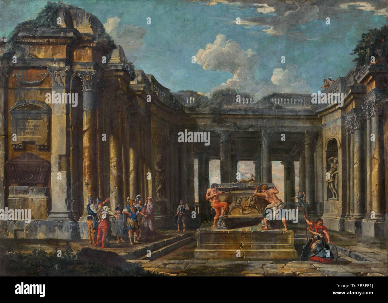 Scene from Roman history in antique ruins, 1730-1750 Stock Photo - Alamy