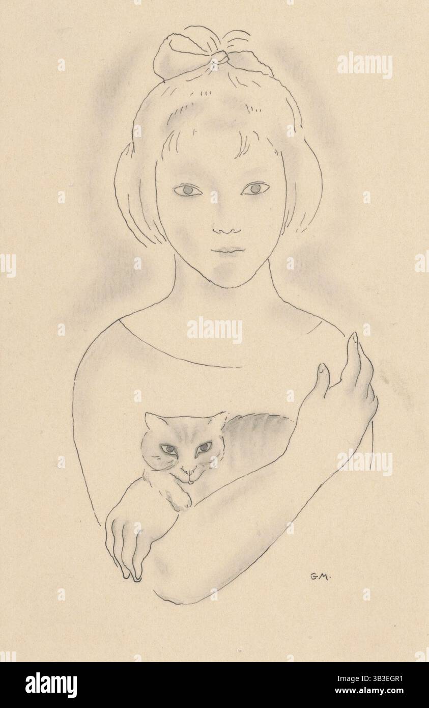 Girl with a cat, around 1927-1928 Stock Photo - Alamy