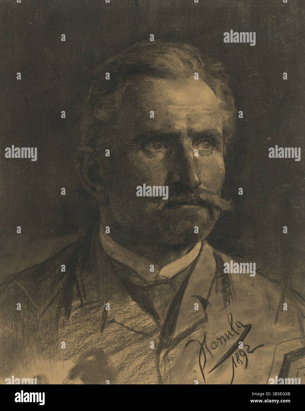 Study of a Man's Head with a Beard and Moustache, 1892 Stock Photo - Alamy