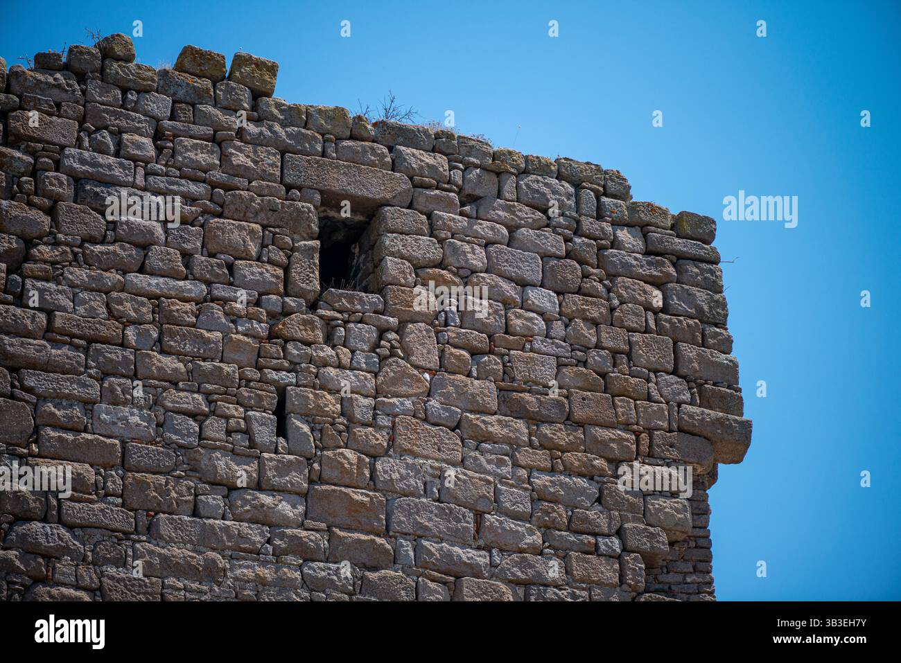 A close-up view of an ancient Roman stone wall, showcasing the ...