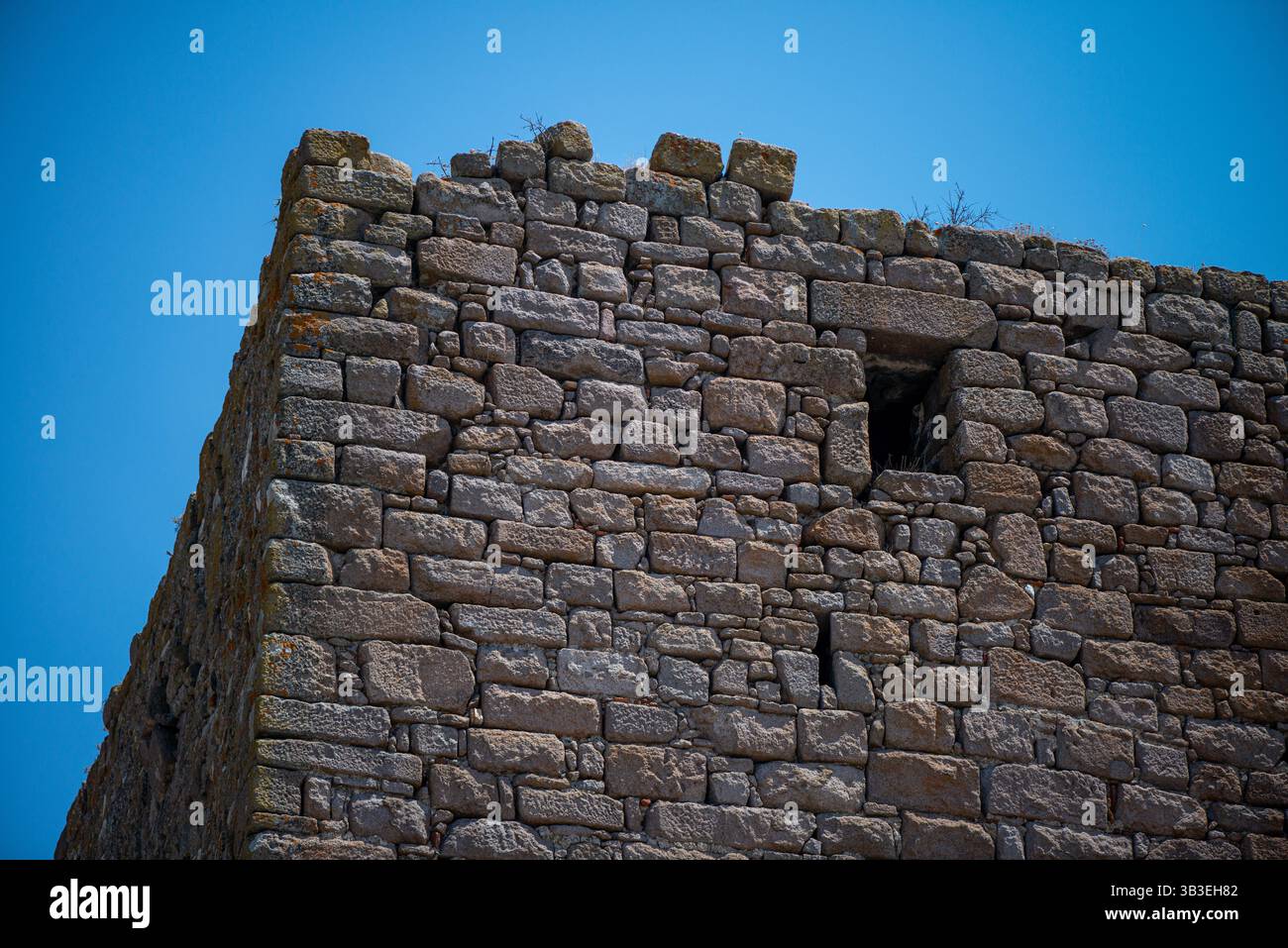 A close-up view of an ancient Roman stone wall, showcasing the ...