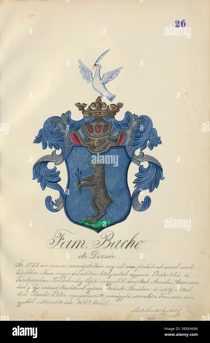 Coat of arms of the Bach family, 1904-1910. Additional Info: Adolf ...