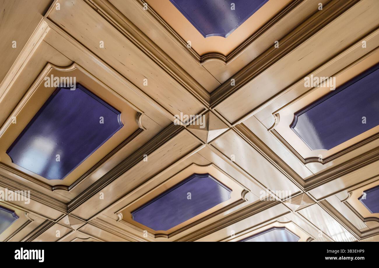 Classical style decoration for ceiling made of carved wood. Сeiling ...