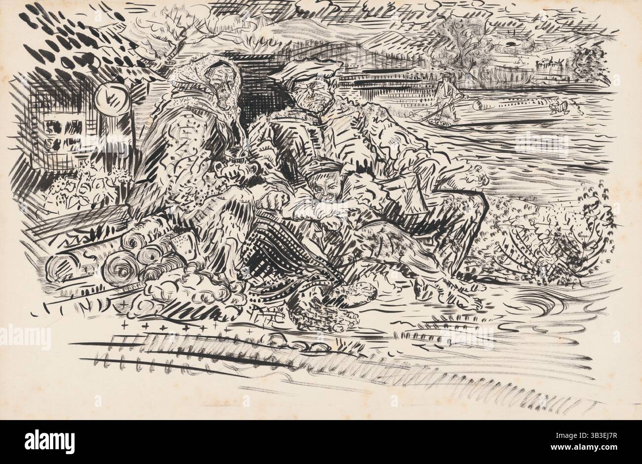 Poor family outside, 1940 Stock Photo - Alamy