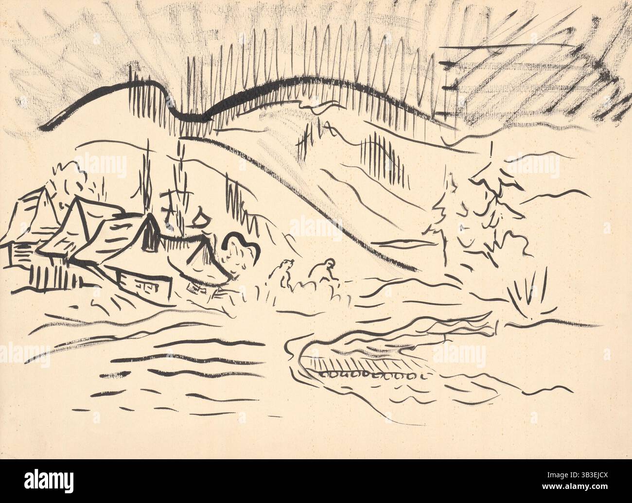Mountain village drawing sketch hi-res stock photography and images - Alamy