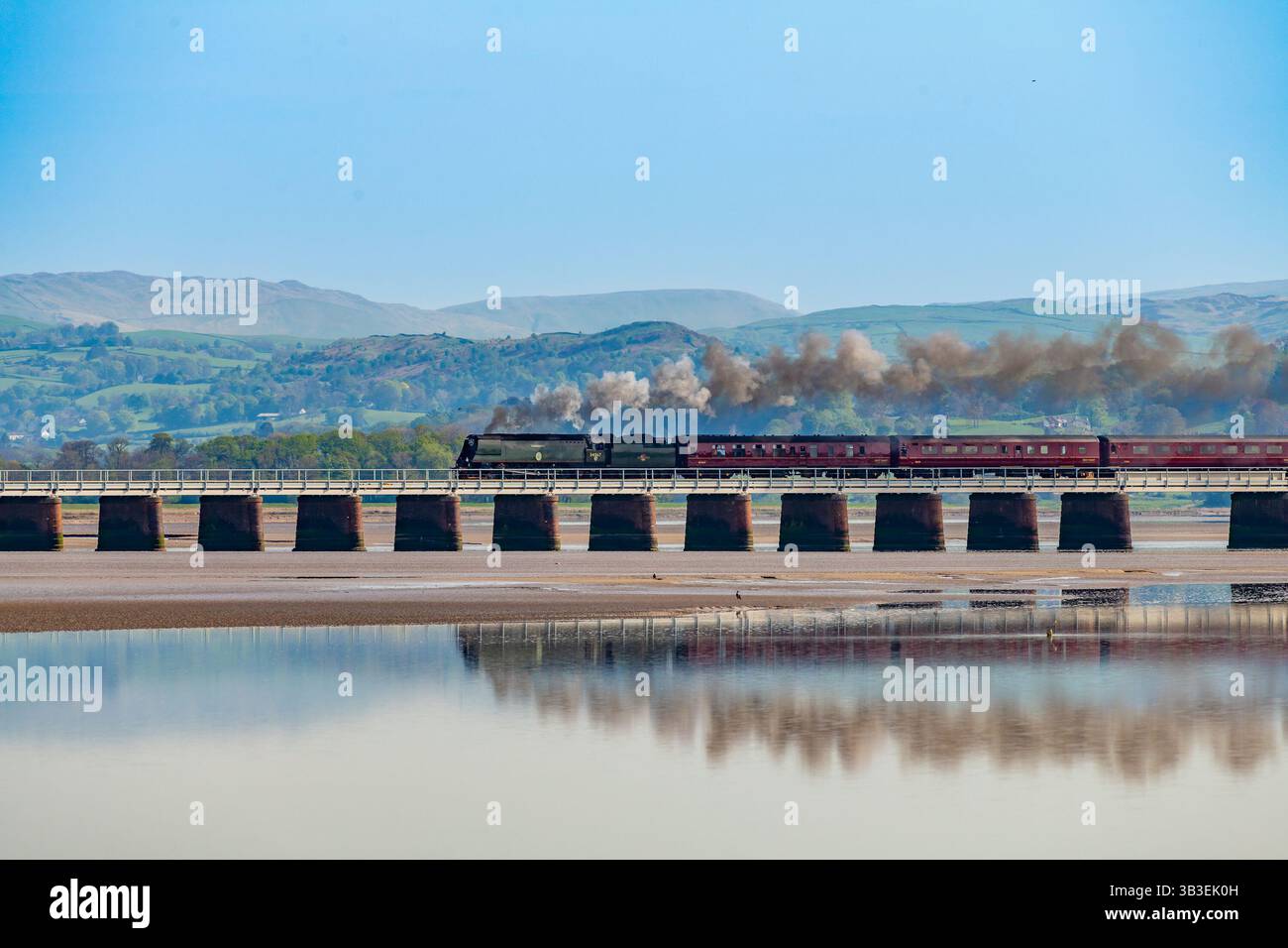 Arnside, Cumbria, UK. 29th Apr, 2025. The 34067 Tangmere steam engine ...