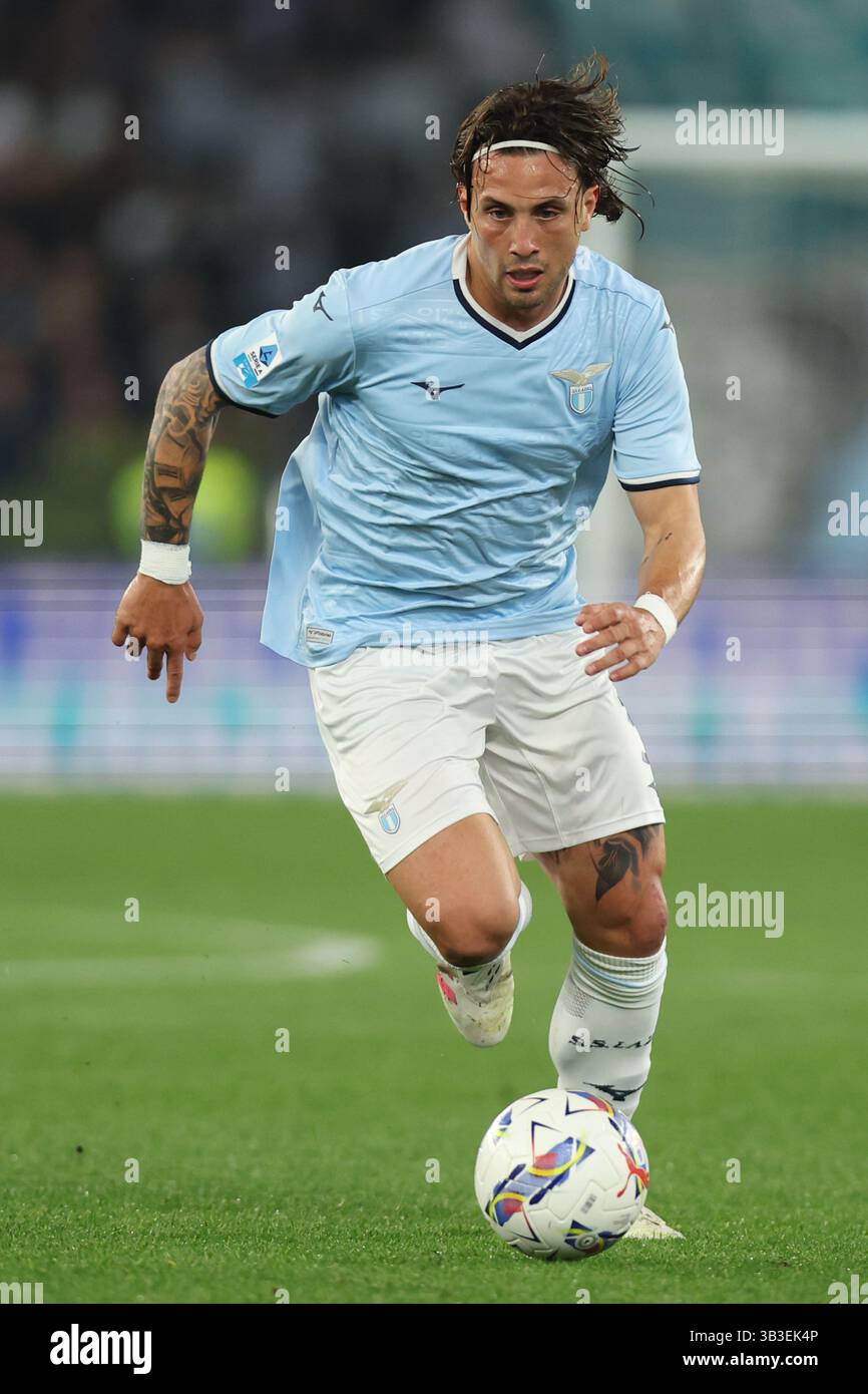 Rome, Italy. 28th Apr, 2025. Luca Pellegrini of Lazio seen in action during Italian football ...