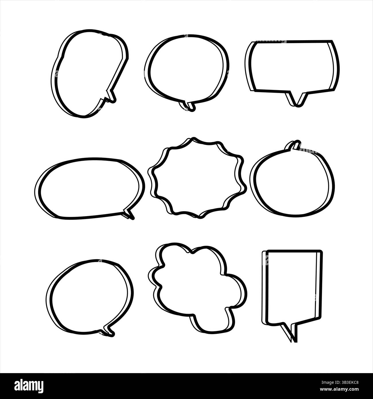Set marker speech bubbles Black and White Stock Photos & Images - Alamy