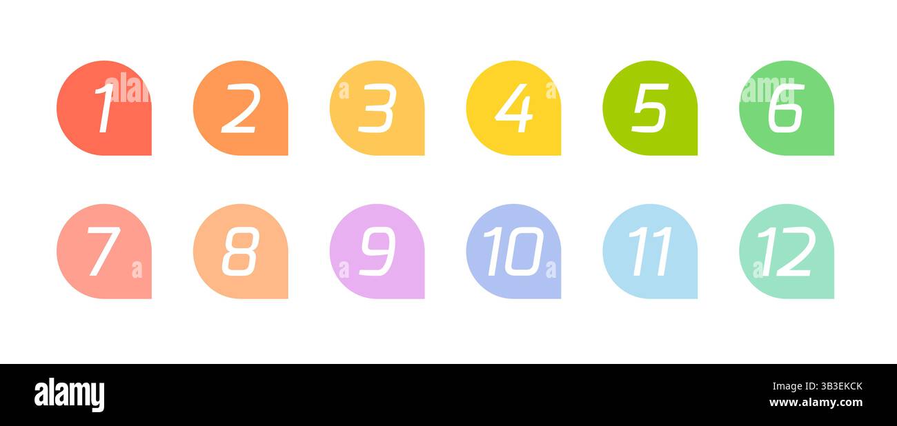 Bullet point numbers design element set. Colorful list markers ...