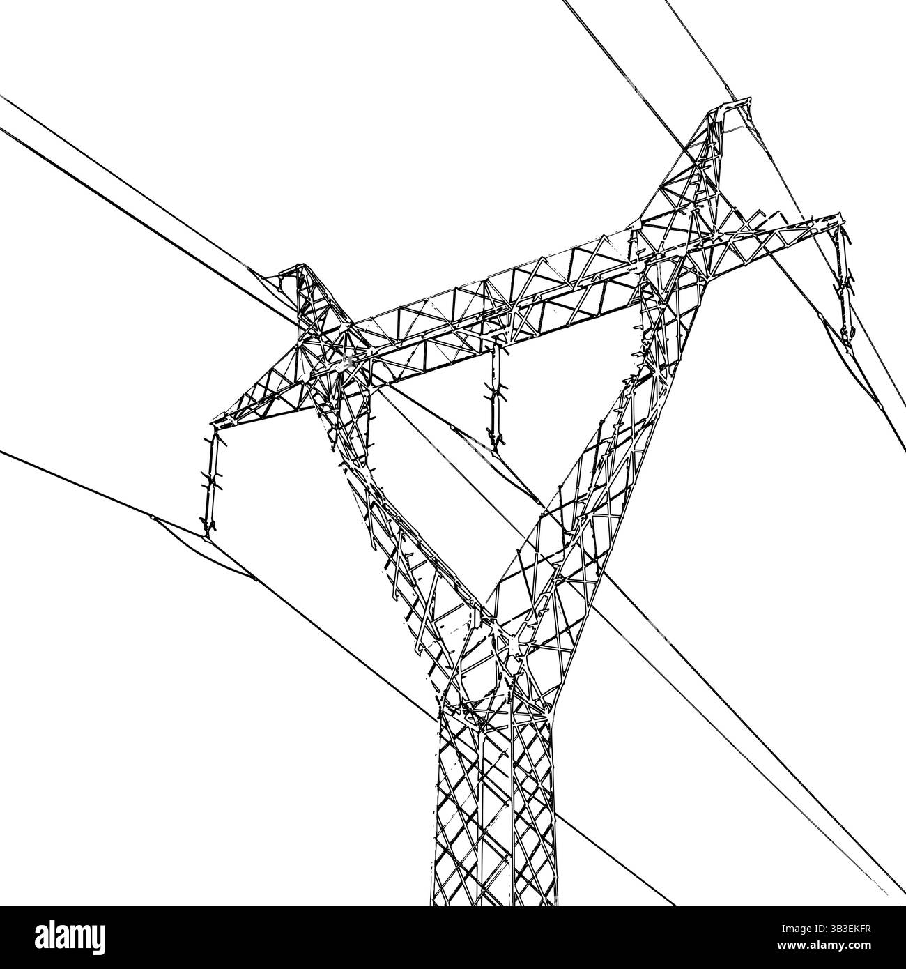 Black and white high tension electricity utility pole silhouette ...