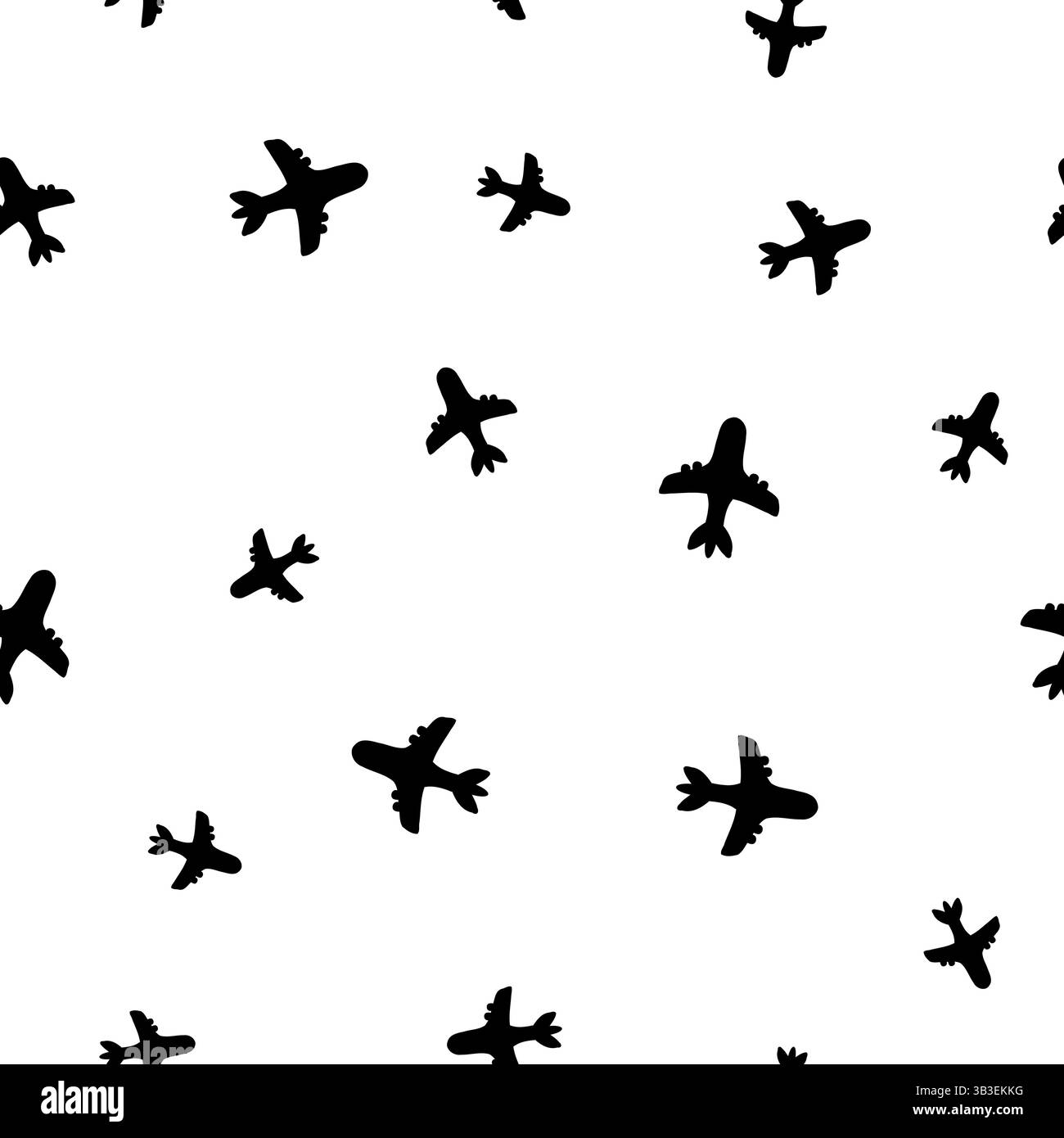 Seamless pattern simple planes. Passenger aircraft or toy airplane ...