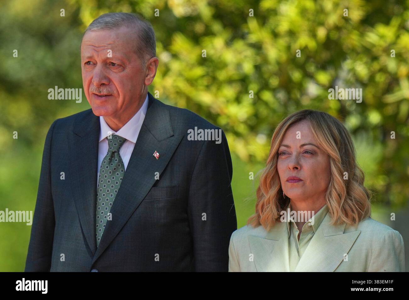 Turkey's President Recep Tayyip Erdogan, right, meets with Italian ...