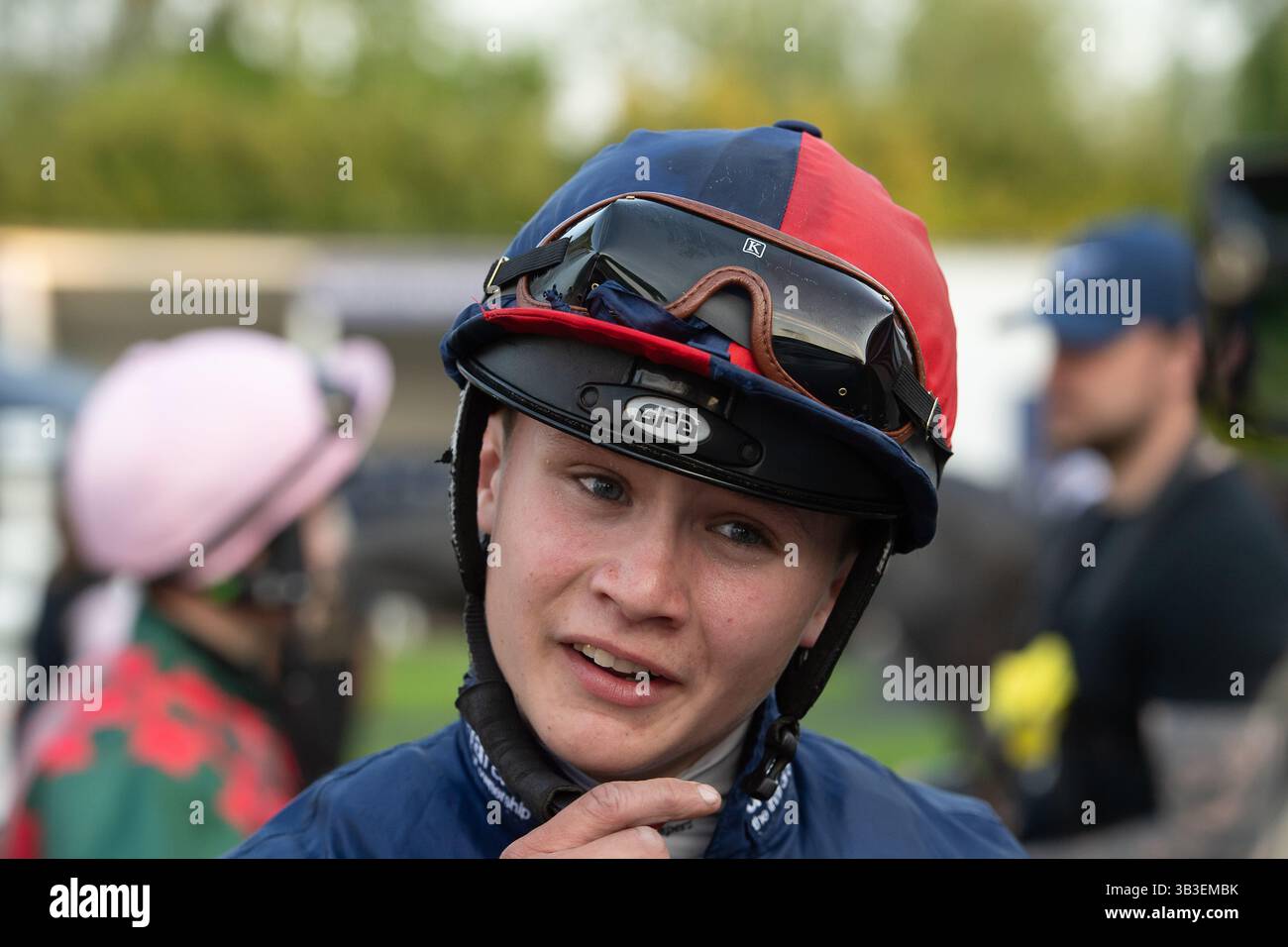 Windsor, Berkshire, UK. 28th April, 2025. Jockey Mason Paetel who rode horse KINETIC to win the ...