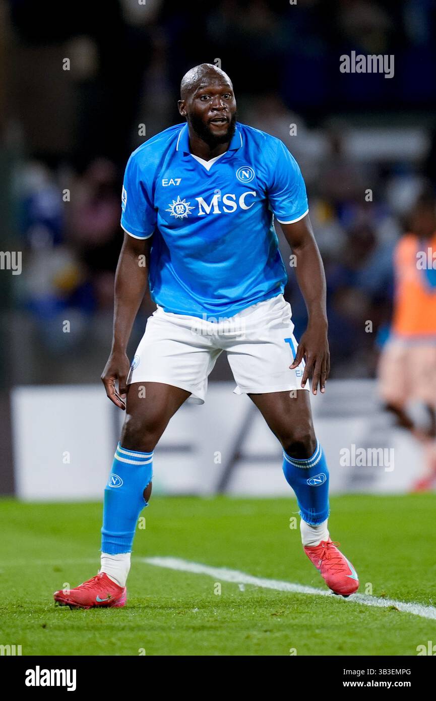 Romelu Lukaku of SSC Napoli looks on during the serie Serie A Enilive ...