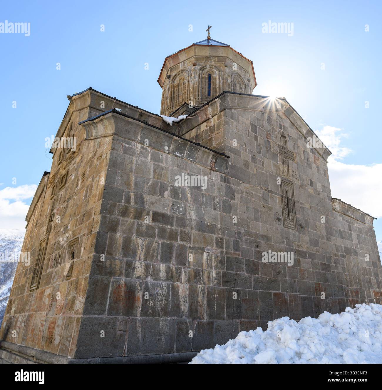 Gergeti Trinity Church near the village of Stepantsminda, popular ...