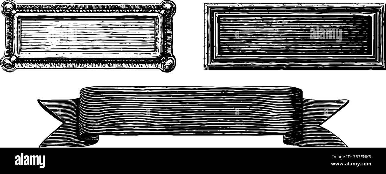Vintage engraved badge frames and banner collection for design projects ...