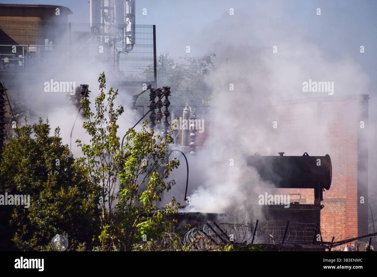 London, UK. 29th April 2025. Smoke billows after a fire broke out at an ...