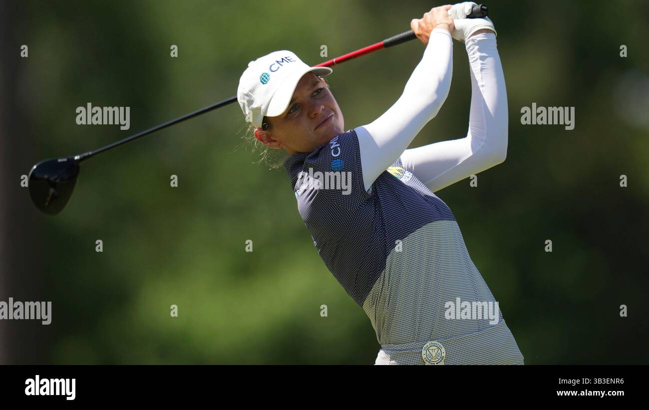 Sarah Schmelzel hits from the second tee during the third round of the ...