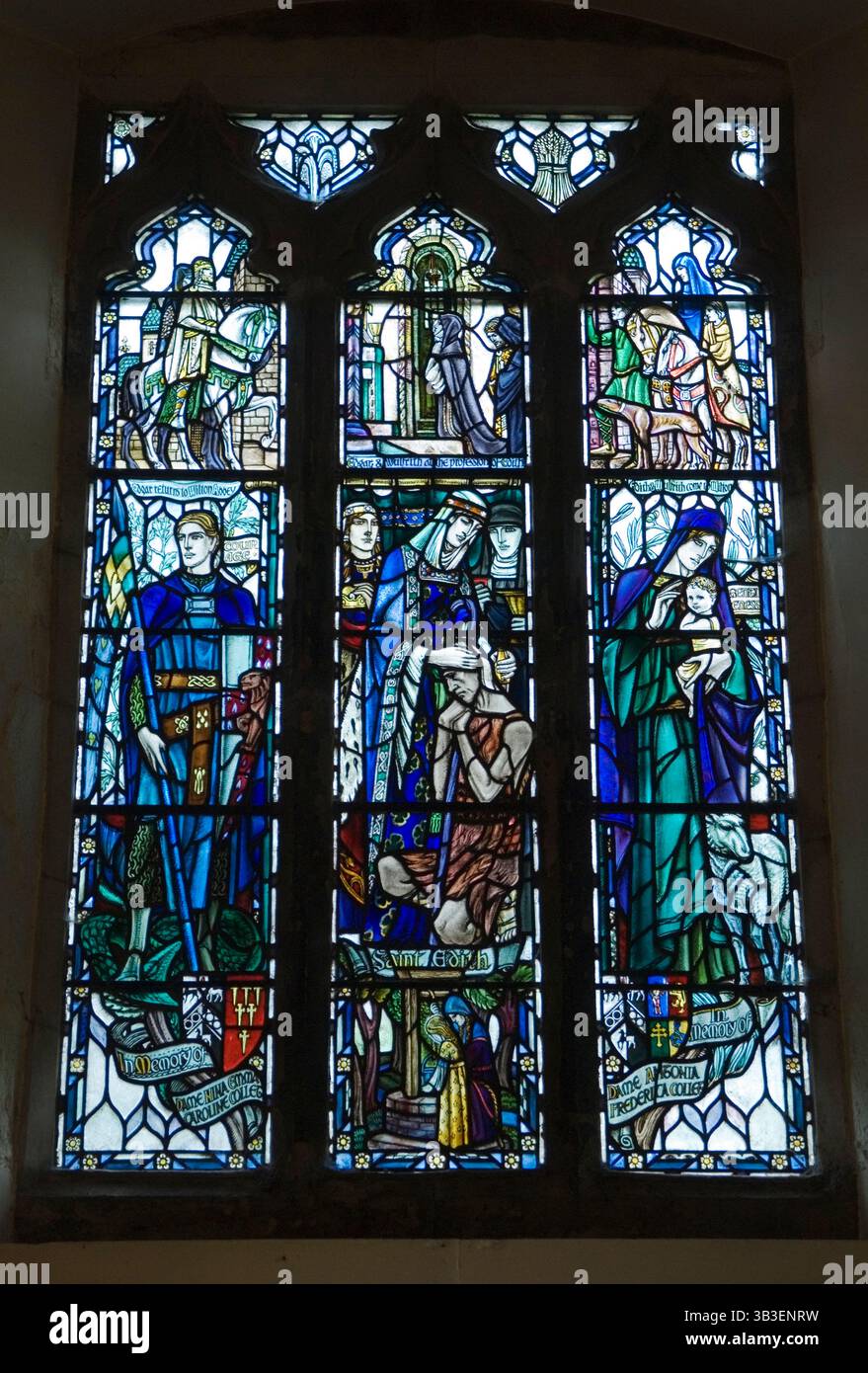 Stained glass window of St Edith. Kemsing was the birthplace in AD961 ...