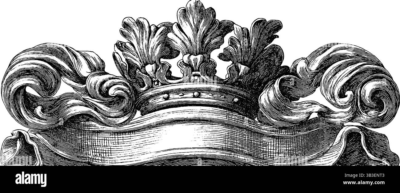 Elegant baroque frame and crown engraving for decorative design and art ...