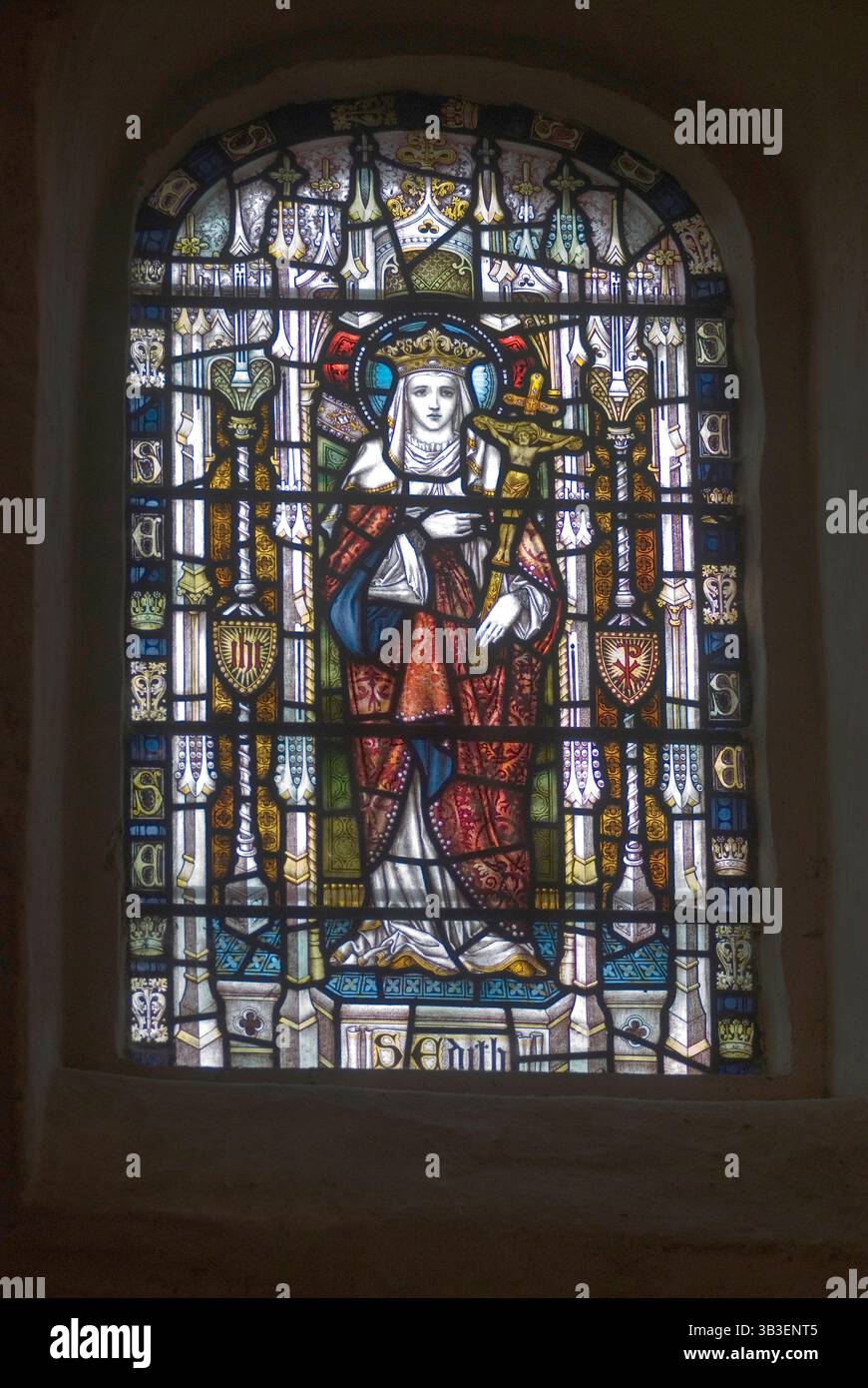 Stained glass window of St Edith. Kemsing was the birthplace in AD961 ...