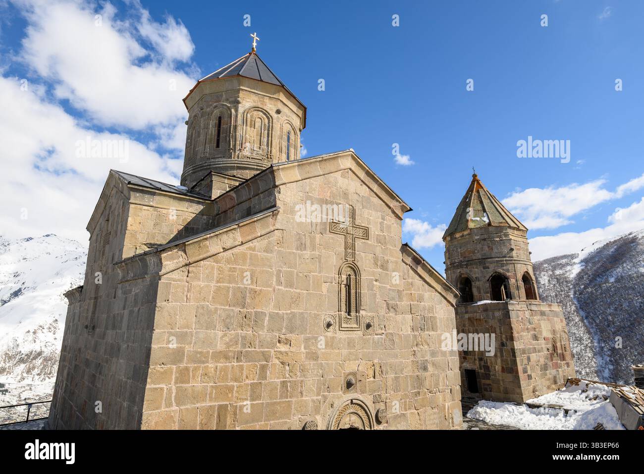 Gergeti Trinity Church near the village of Stepantsminda, popular ...