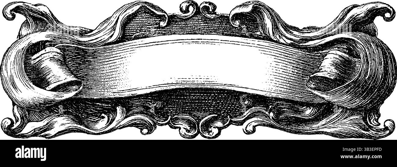 Vintage decorative ribbon engraving for design projects and crafts ...