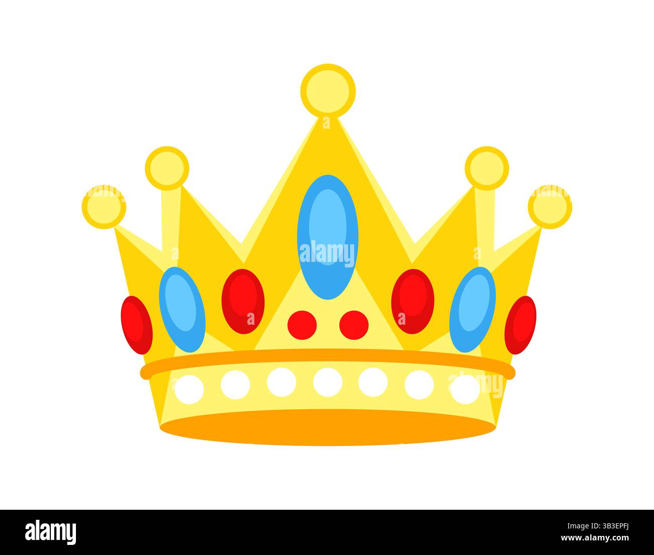 Golden crown with red and blue gemstones representing royalty and power ...