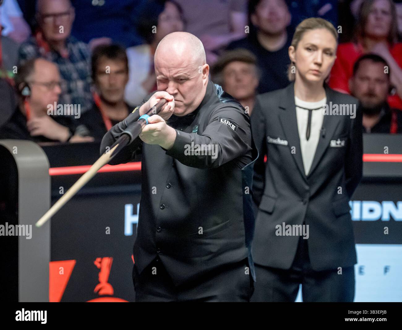 John Higgins during his match against Mark Williams, on day eleven of ...