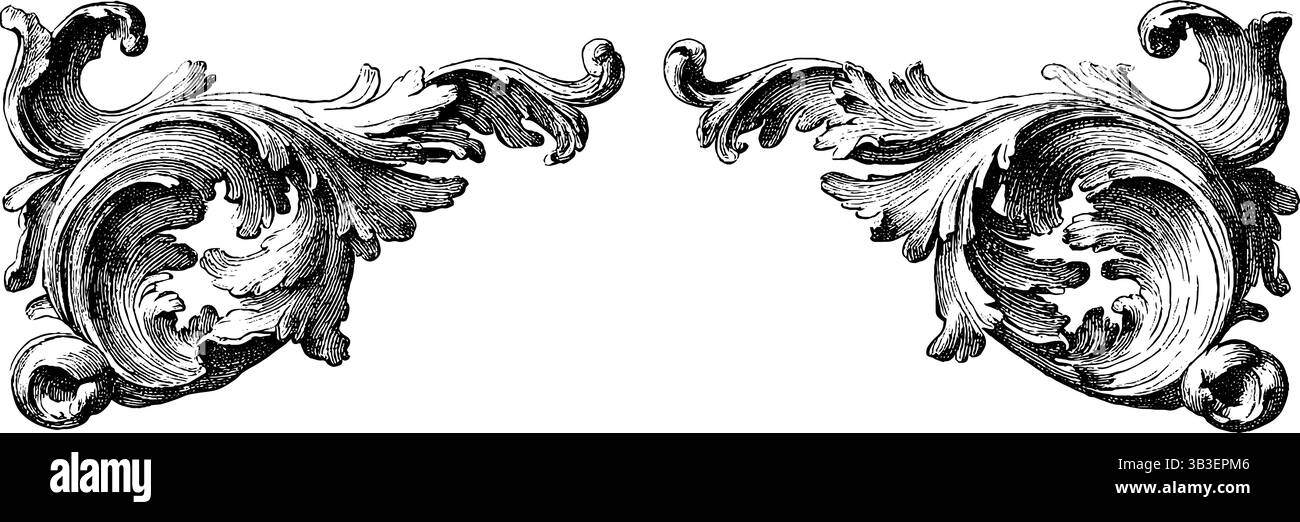 Elegant engraved decorative scroll design for vintage art and crafts ...