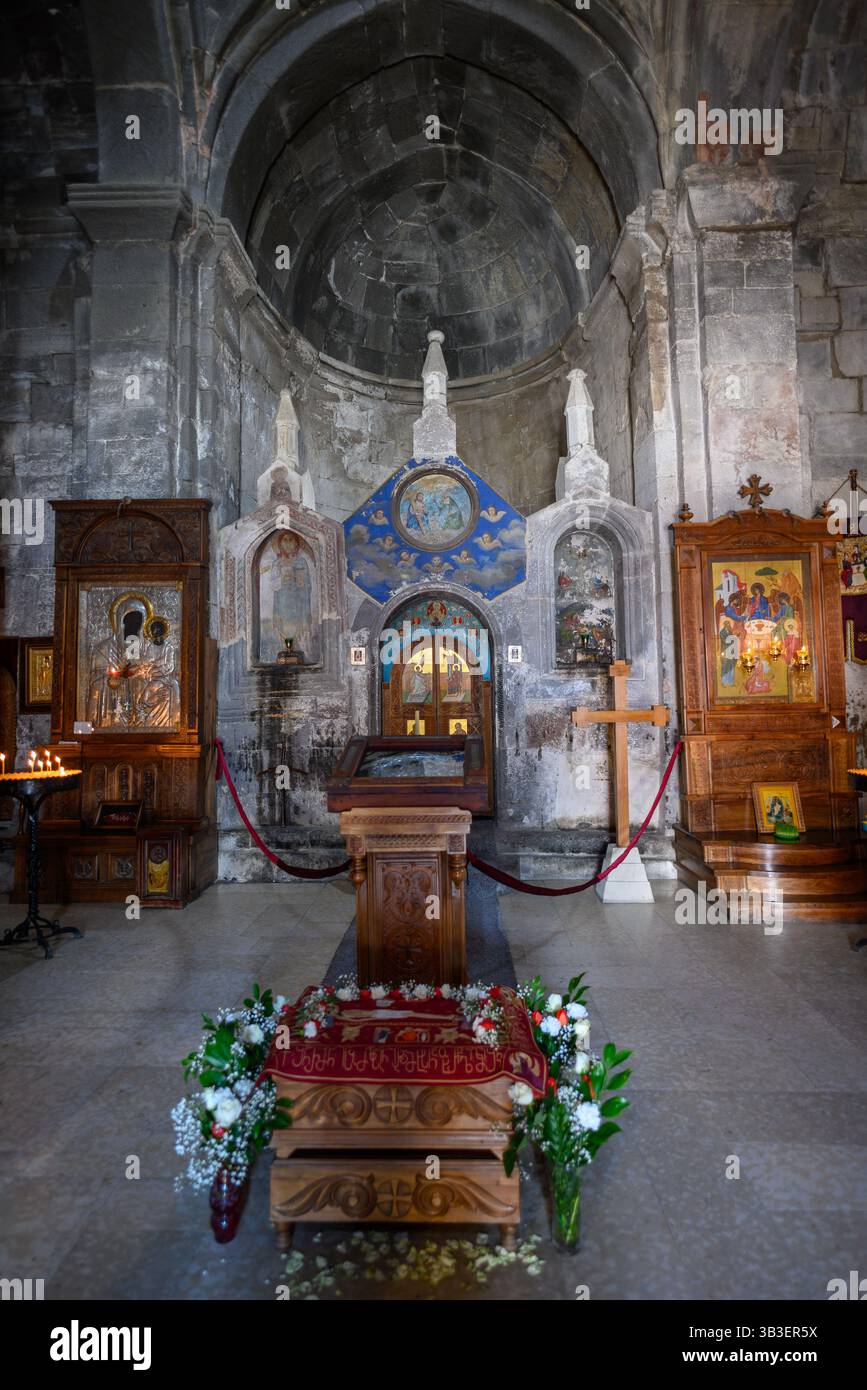 Interior of the Gergeti Trinity Church near the village of ...