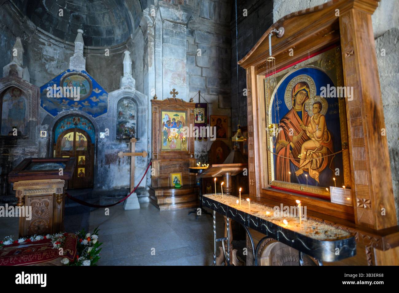 Interior of the Gergeti Trinity Church near the village of ...