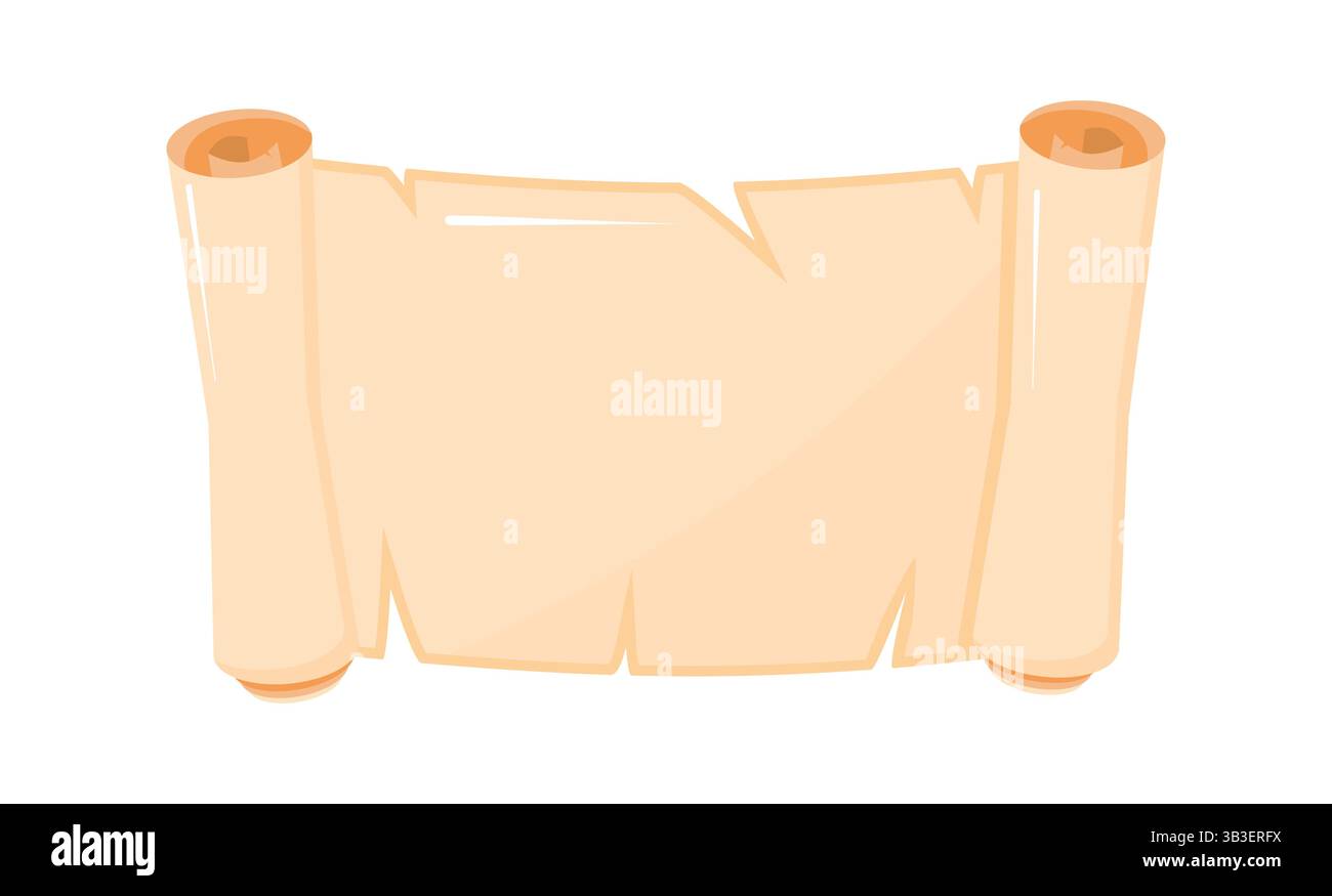 Old blank papyrus scroll is rolled up on both sides and isolated on ...